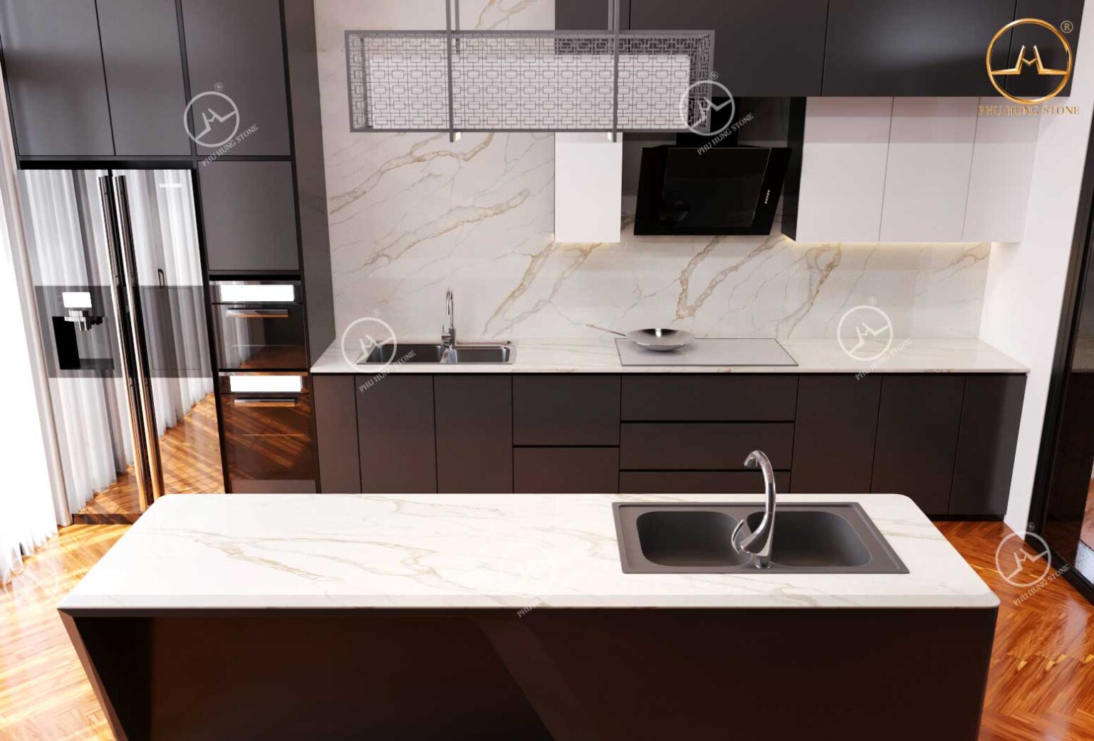 Đá mặt bếp màu trắng - 10 mẫu đá ốp bếp trắng đẹp nhất