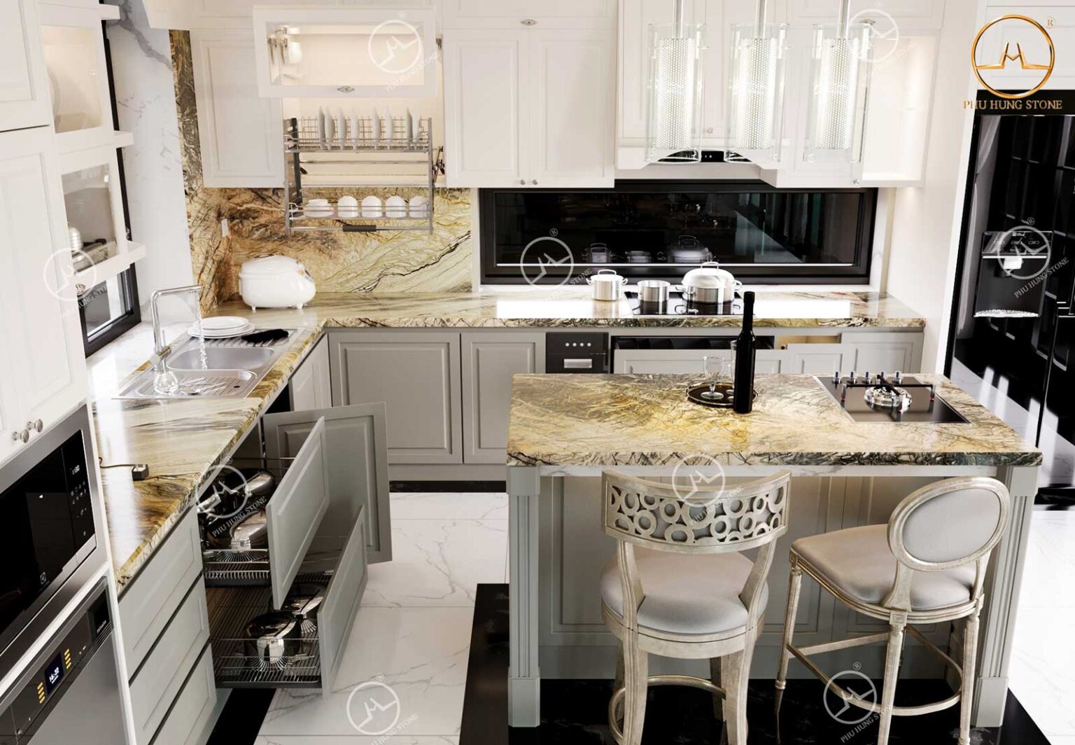 Đá thạch anh làm mặt bàn - Top 15 mặt bàn đá quartz đẹp